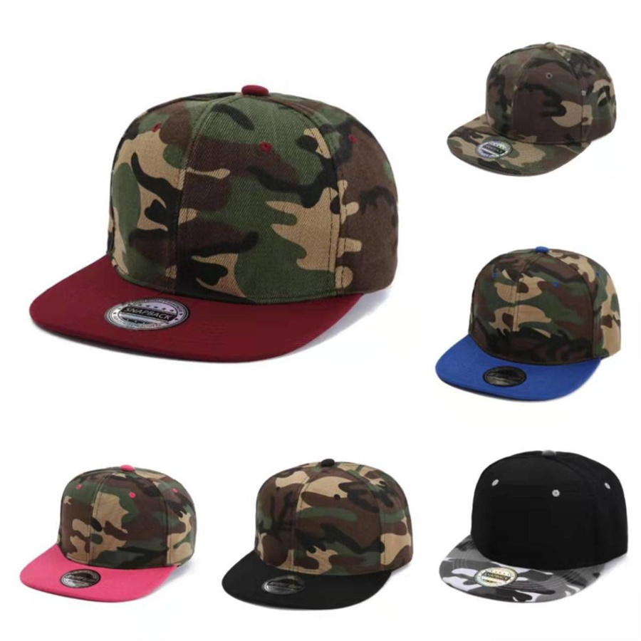 Color-matching baseball cap camo flat brim hat Outdoor hip hop dance ...