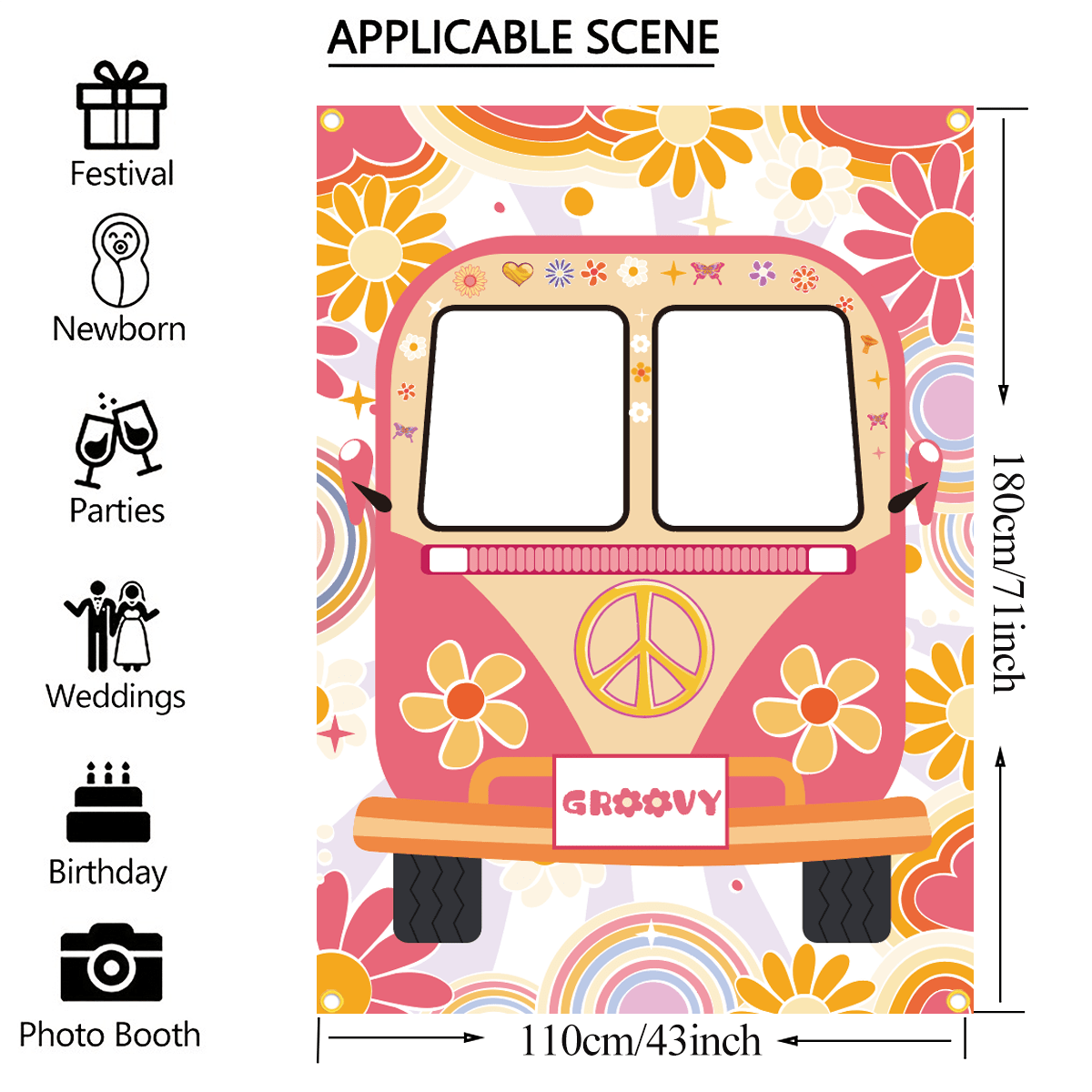 6x4ft Hippie Groovy Photo Booth Props | SHEIN USA