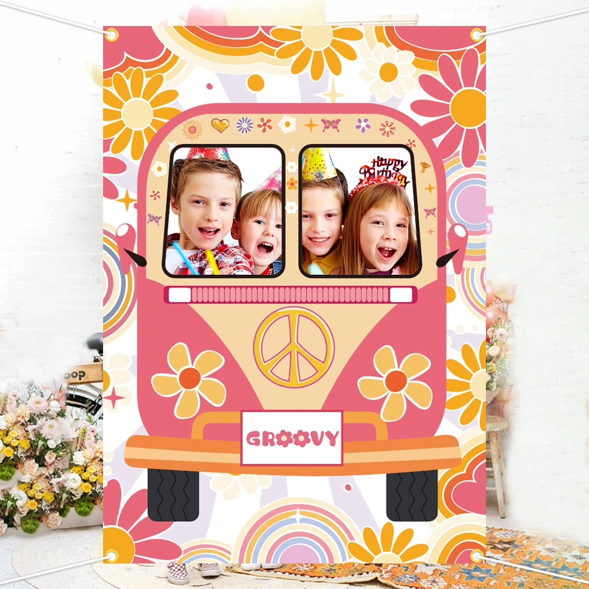 6x4ft Hippie Groovy Photo Booth Props | SHEIN USA
