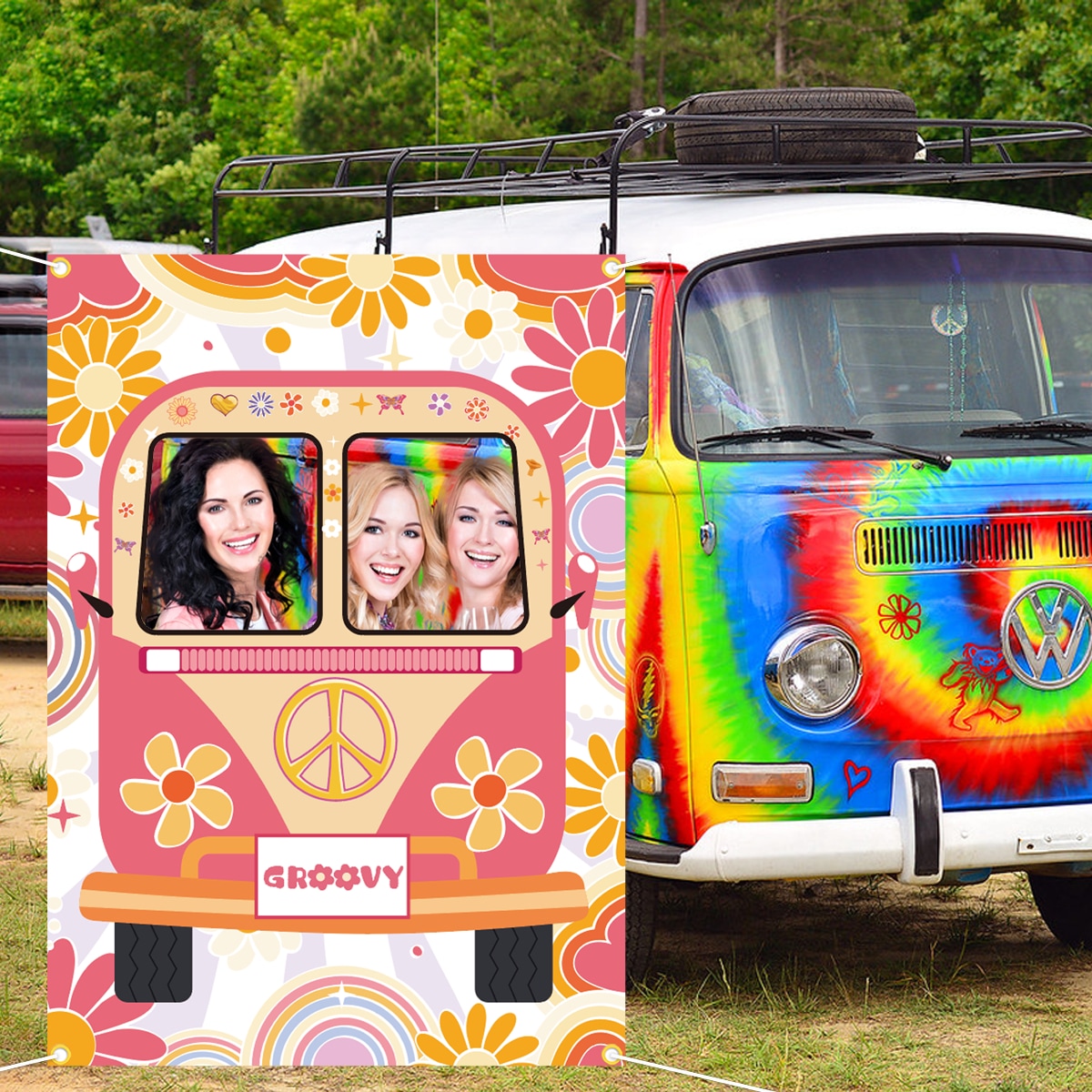 6x4ft Hippie Groovy Photo Booth Props | SHEIN UK