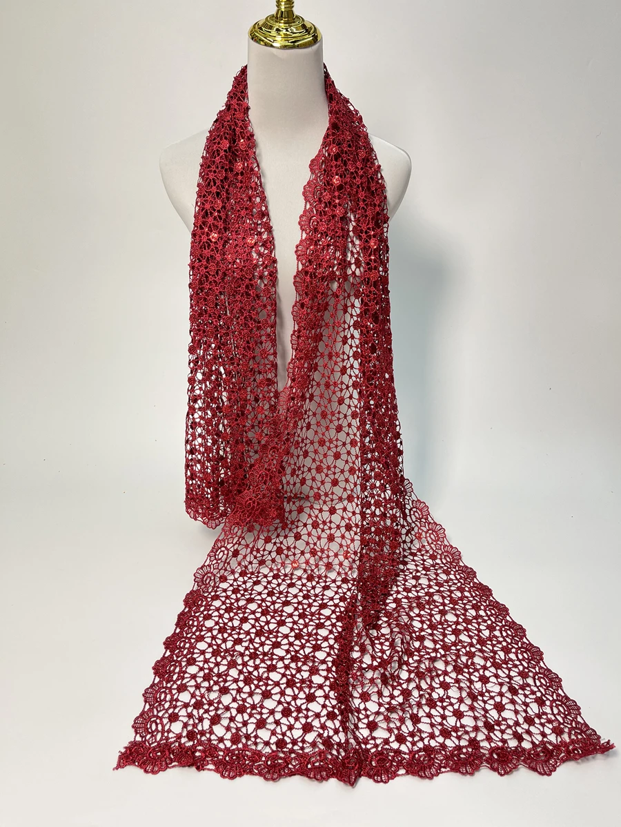 Floral Embroidered Scallop Trim Scarf | SHEIN USA