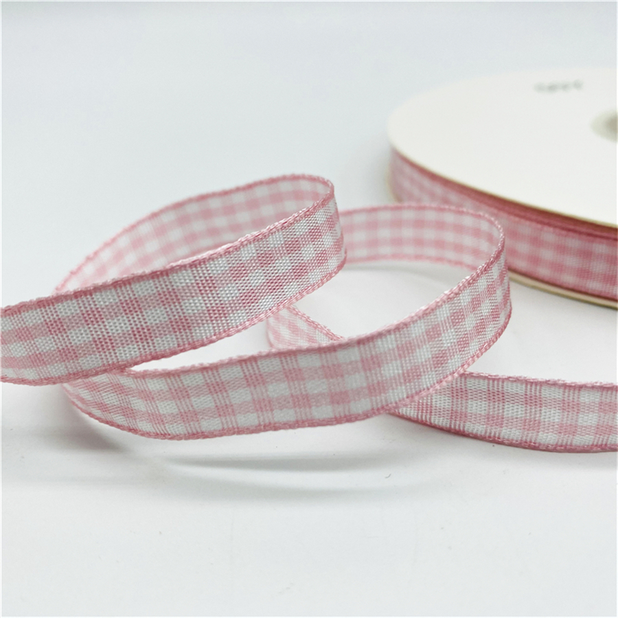 6mm 10mm 25mm Plaid Ribbon Grid Printed Bow Ribbon For Home Wedding ...