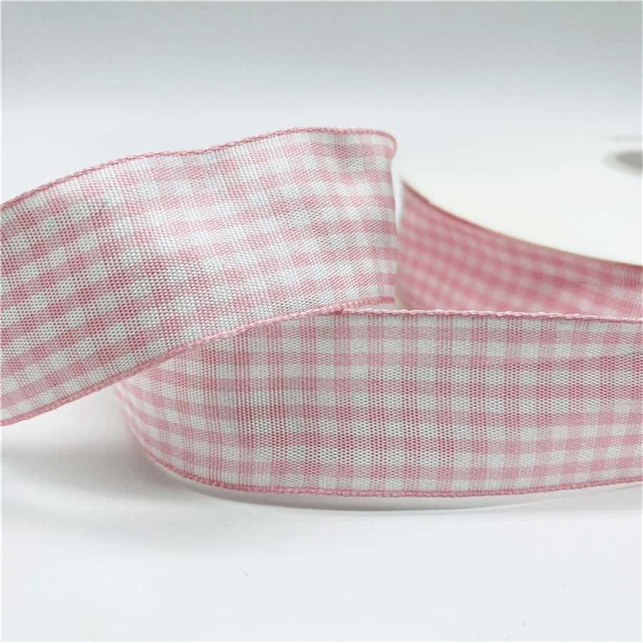 6mm 10mm 25mm Plaid Ribbon Grid Printed Bow Ribbon For Home Wedding ...