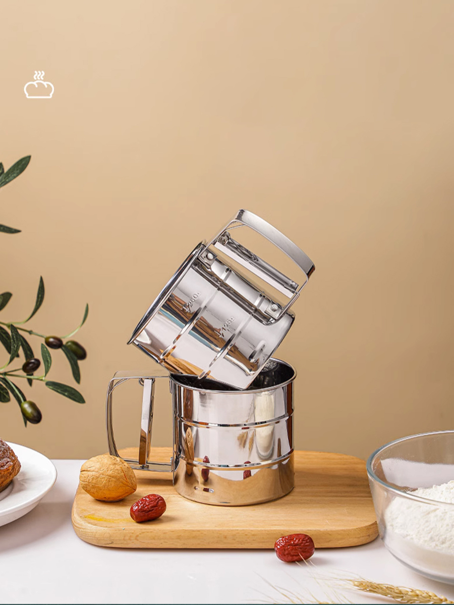 Handheld Semi-automatic Flour Sieve Household Baking Tool Flour Filter ...