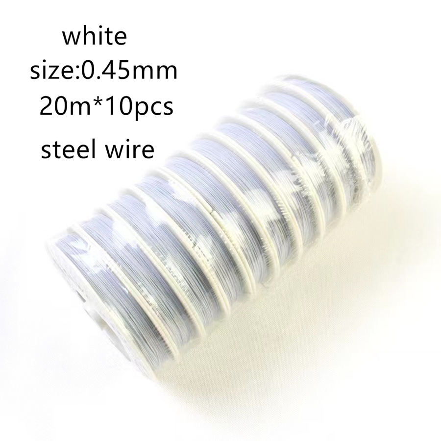 10 rolls of white colors of steel wire rope, 0.45mm steel wire , non ...