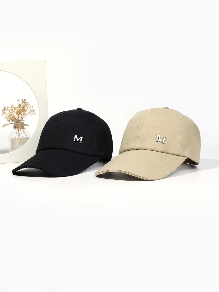 2pcs Unisex Iron Letter M Baseball Cap Sun Hat With Adjustable Brim For ...
