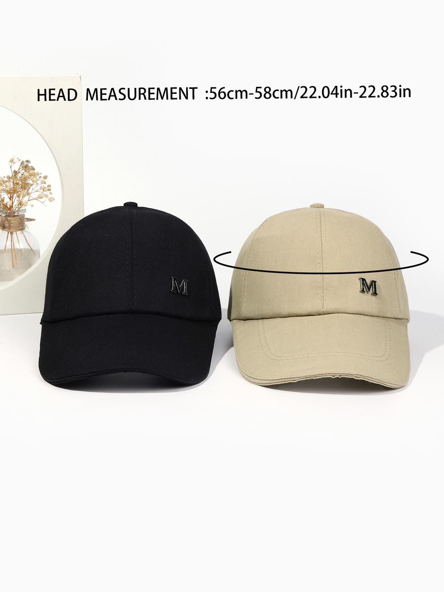 2pcs Unisex Iron Letter M Baseball Cap Sun Hat With Adjustable Brim For ...
