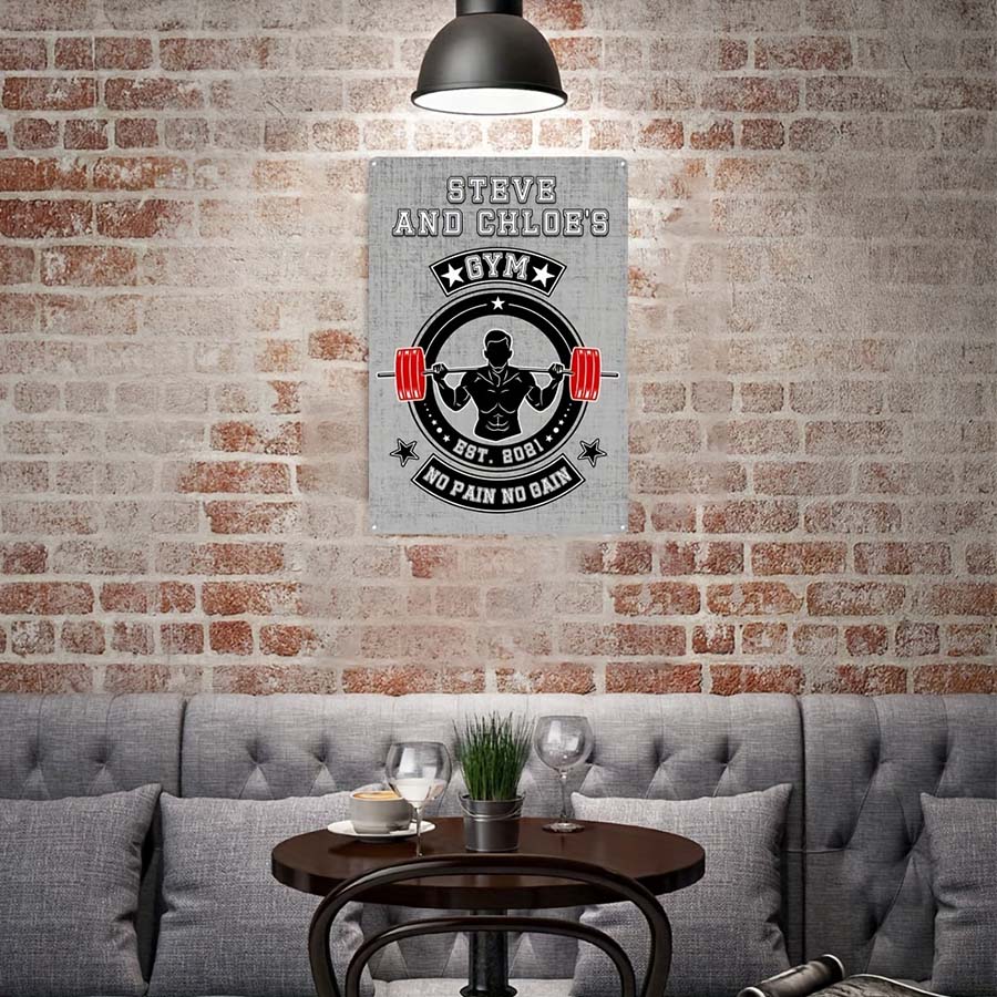 Personalized home gym logo tin paint No pain, no gain Screw Hole ...