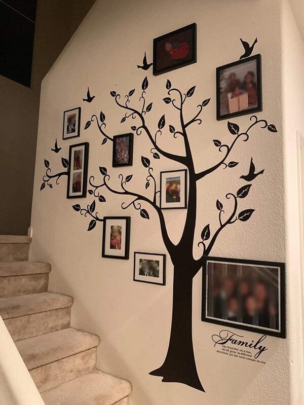 Large Family Tree Wall Decal, DIY Black Photo Frame Tree Wall Decor ...
