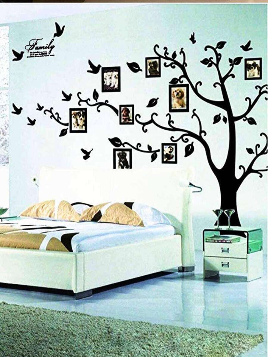 Large Family Tree Wall Decal, DIY Black Photo Frame Tree Wall Decor ...
