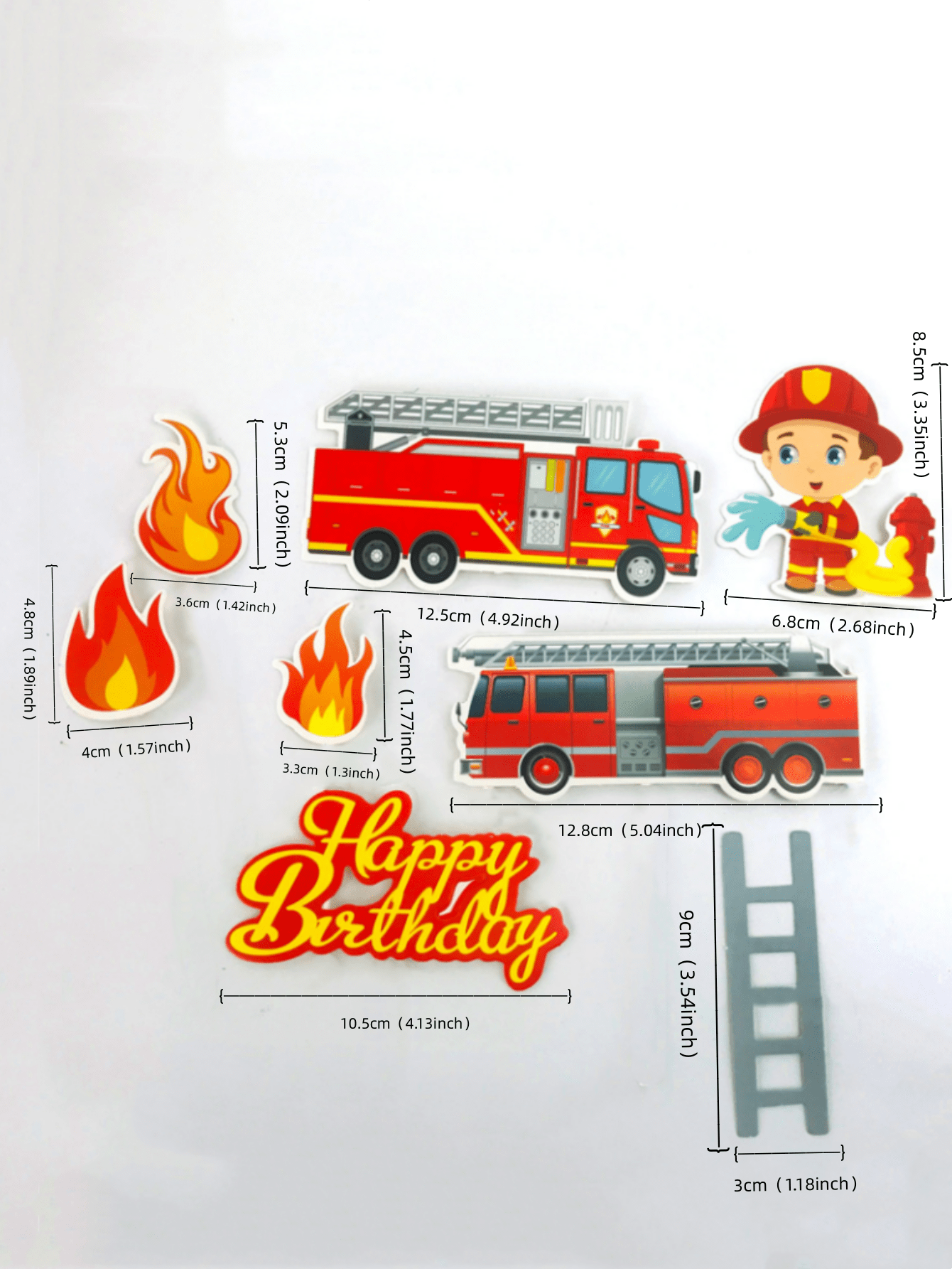 7pcs/Set Fire Engine Firefighter Fire Alarm Theme Cake Toppers Diy Cake ...