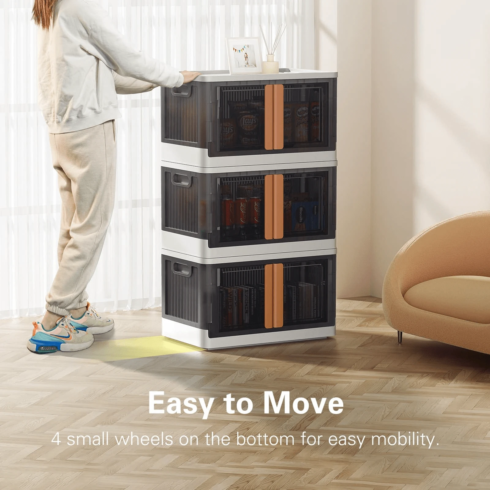 Plastic Storage Bin, 34 Qt./9 Gallon Stackable Storage Bin, Folding ...