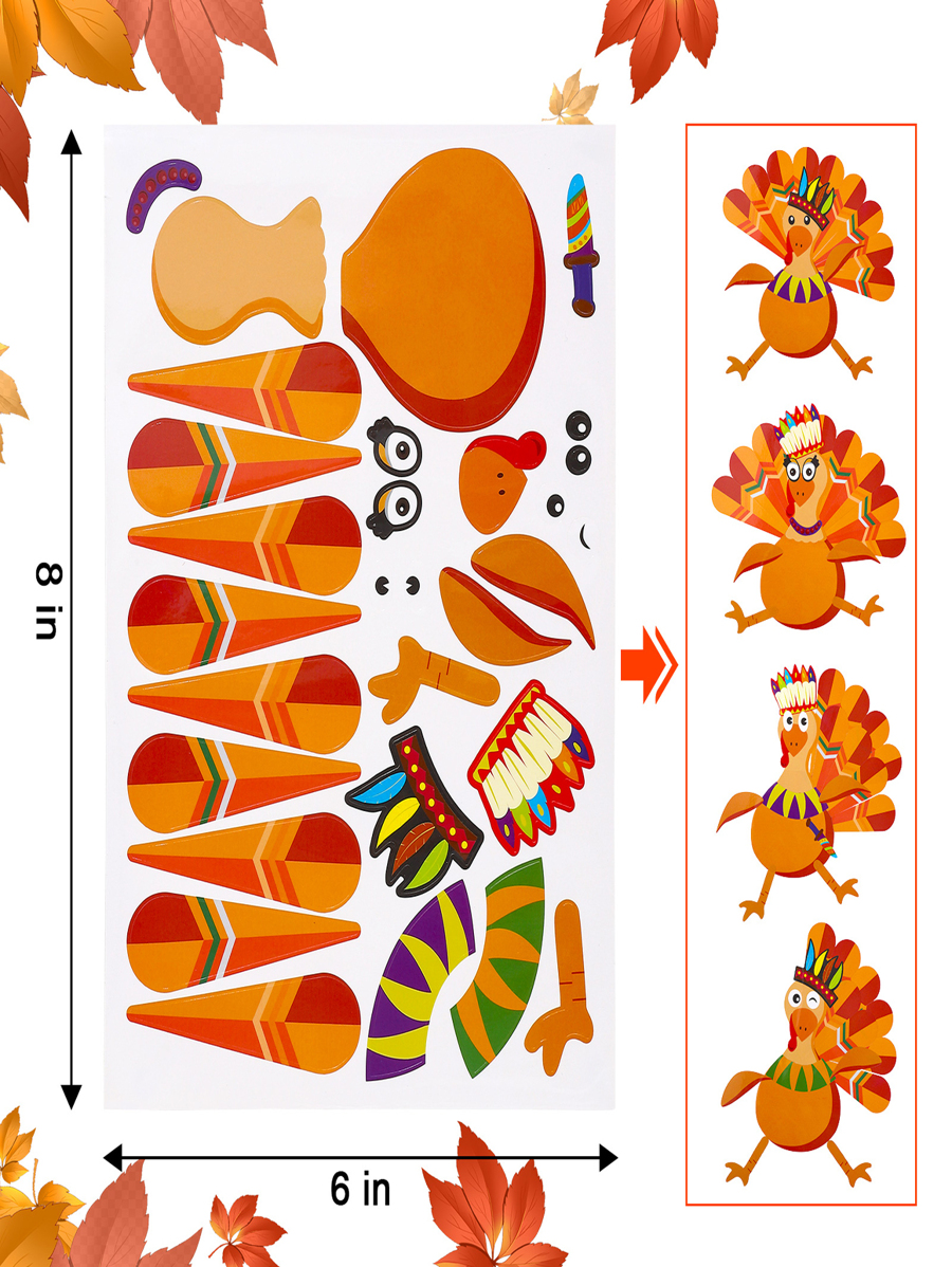 Thanksgiving Turkey Headband Set with Make-a-Turkey Stickers - 4 Pack ...