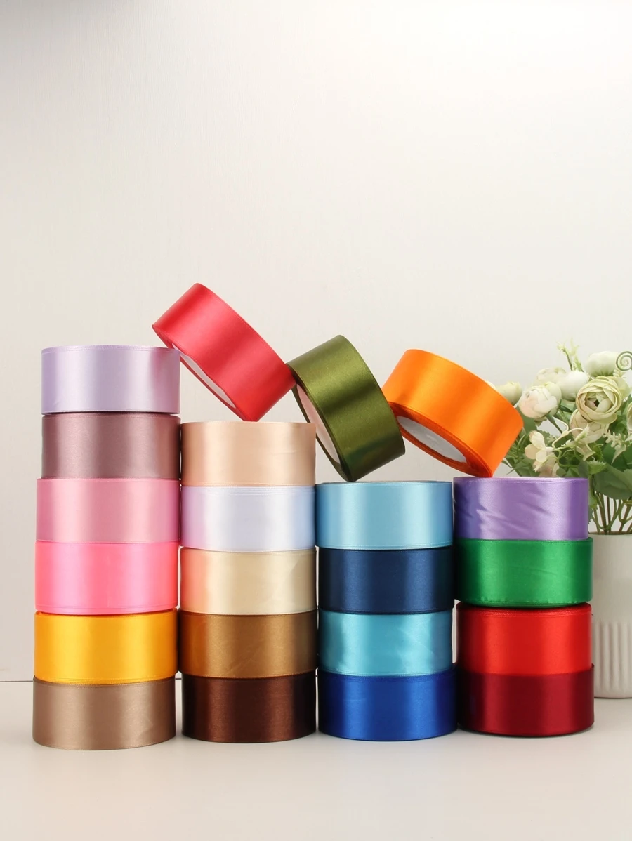 1roll/25yards Long/width 1.57inch Floral Gift Wrapping Satin Ribbon ...