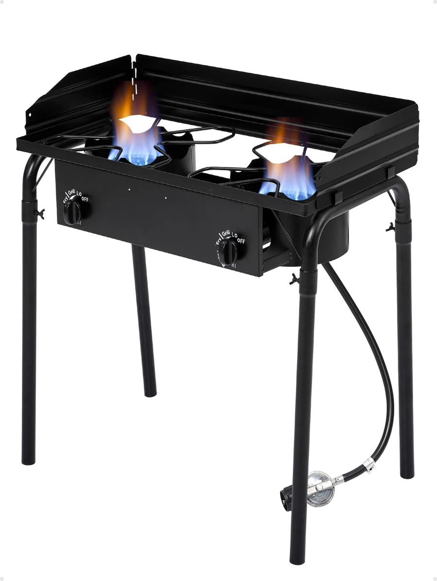 Portable Double Burner Stove, 31"x16" Heavy Duty Outdoor Dual Propane ...