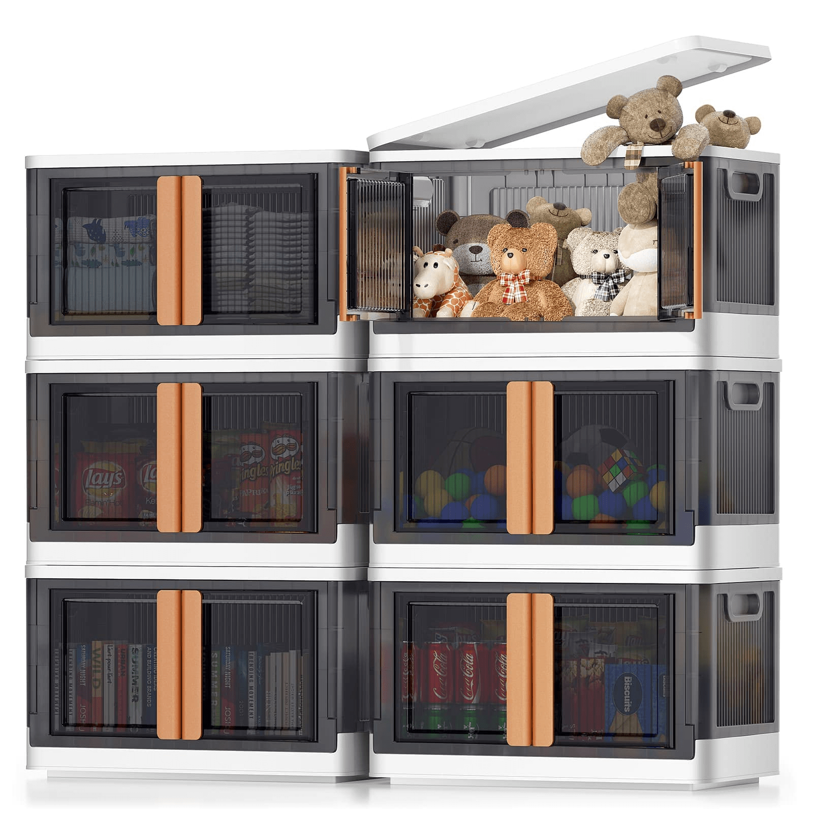 Storage Bins with Lids, 19Gal Plastic Storage Bins with Doors ...