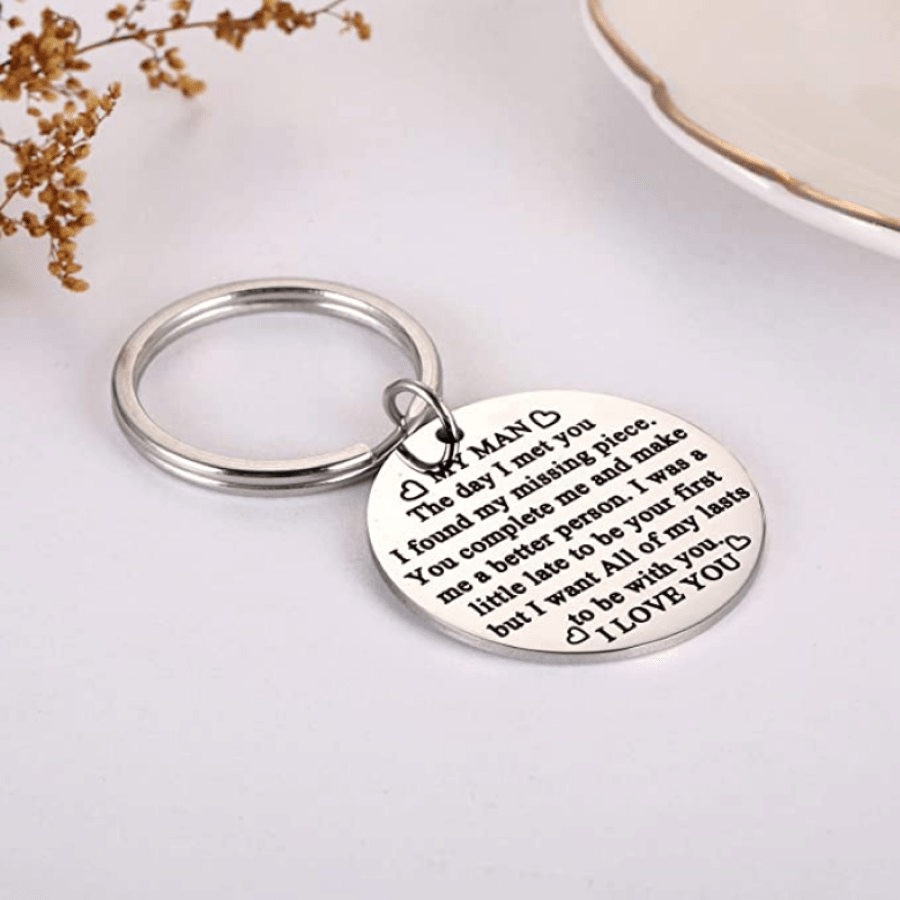 Keychain for Boyfriend, My Man Keychain Gifts for Husband Spouse I love ...