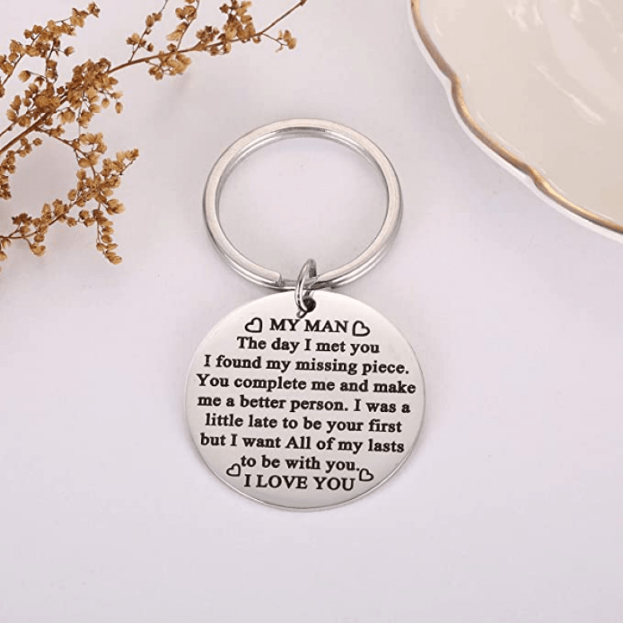 Keychain for Boyfriend, My Man Keychain Gifts for Husband Spouse I love ...