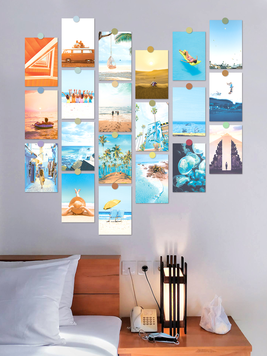 50PCS Blue Wall Collage Kit Aesthetic Pictures, Summer Beach Collage ...