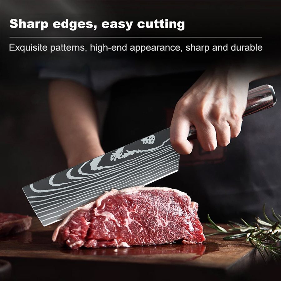 10 Types of Chef Knives, Kitchen Knife with Pattern, Stainless Steel ...