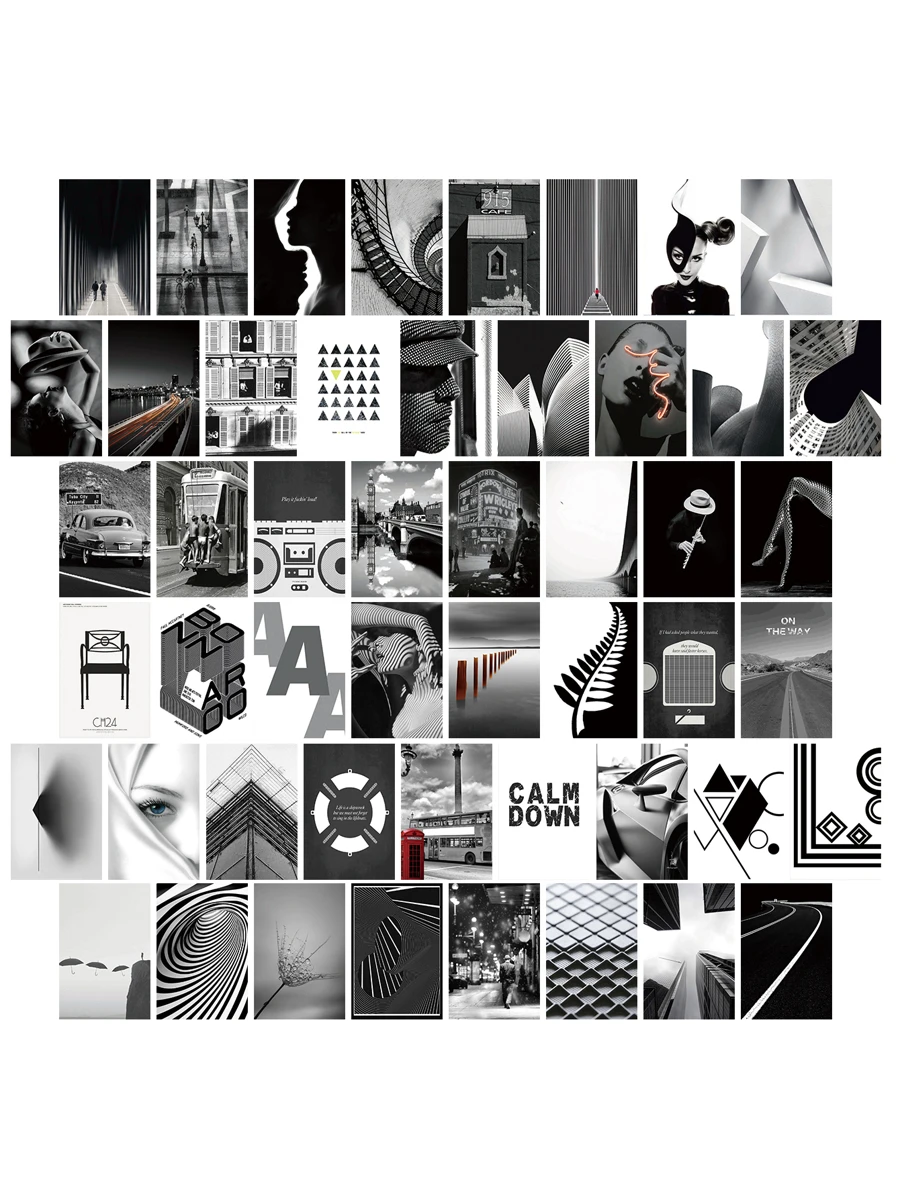 50PCS Wall Collage Kit, Black & White Aesthetic Pictures, Picture ...