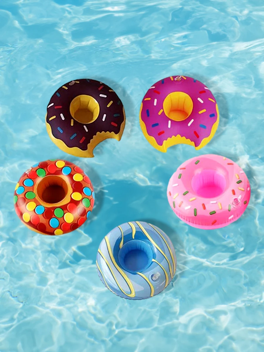 5pcs Summer Swimming Pool Party Flamingo, Coconut Tree, Donut Shaped Inflatable Pool Float ...