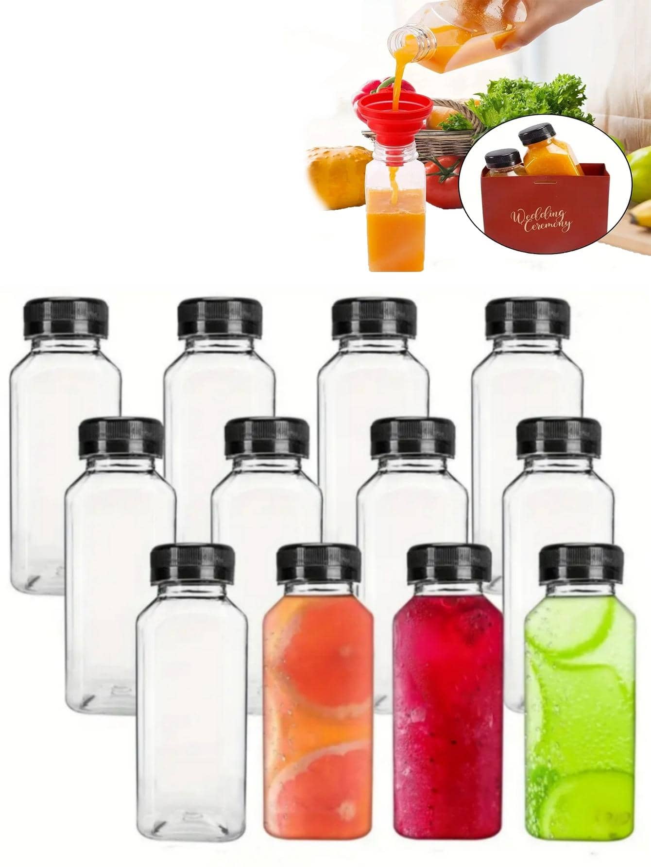 4pcs Leak-Proof Clear Plastic Juice Bottles - Perfect for Juicing ...