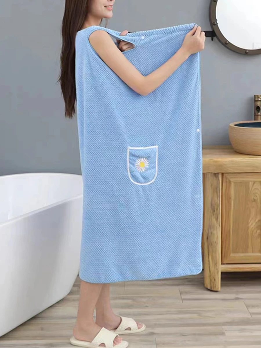 1pc Floral Embroidered Bath Wrap Towel | SHEIN USA