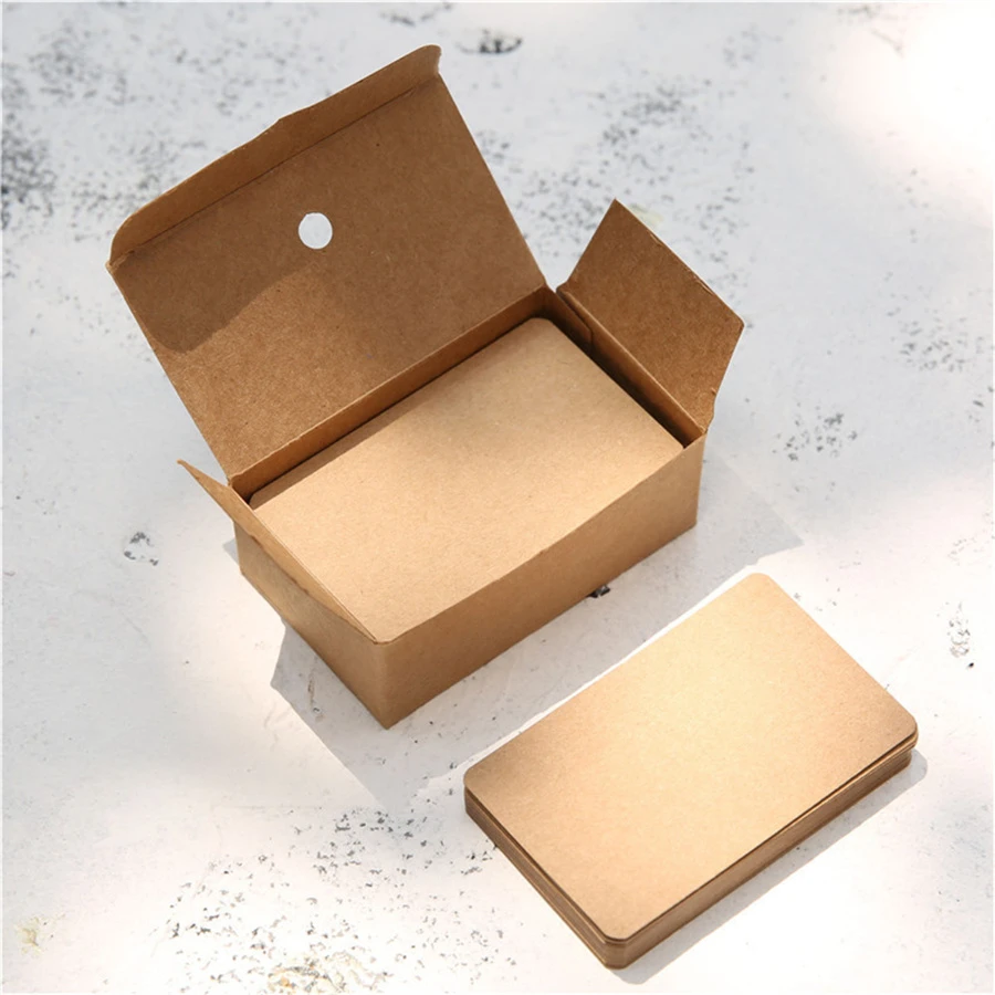 100pcs/Box Kraft Paper Card Blank Business Card Message Thank You Card ...