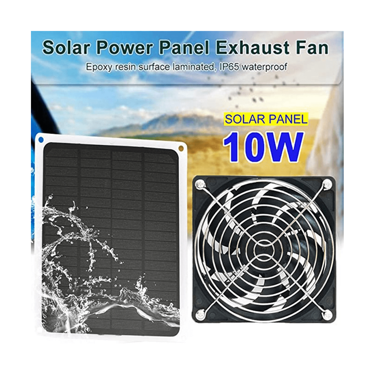 Solar Panel Fan 10W Waterproof Mini Solar Powered Fan Exhaust ...