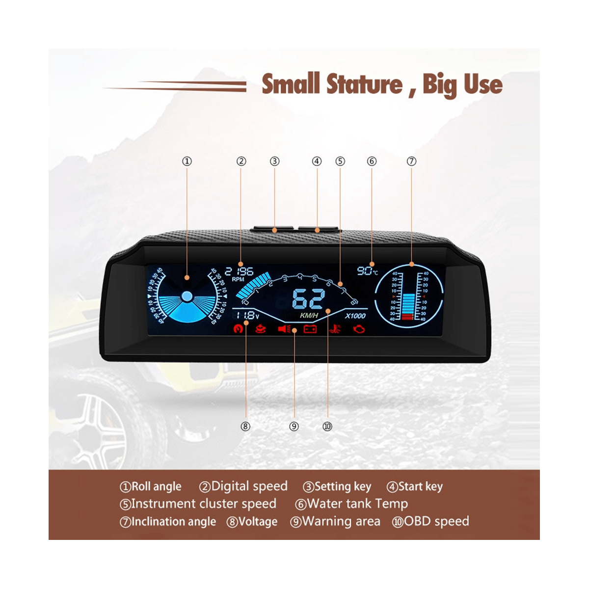 X90 On-Board Computer Display OBD2 Car Speedometer OBD Gauge with Tilt ...