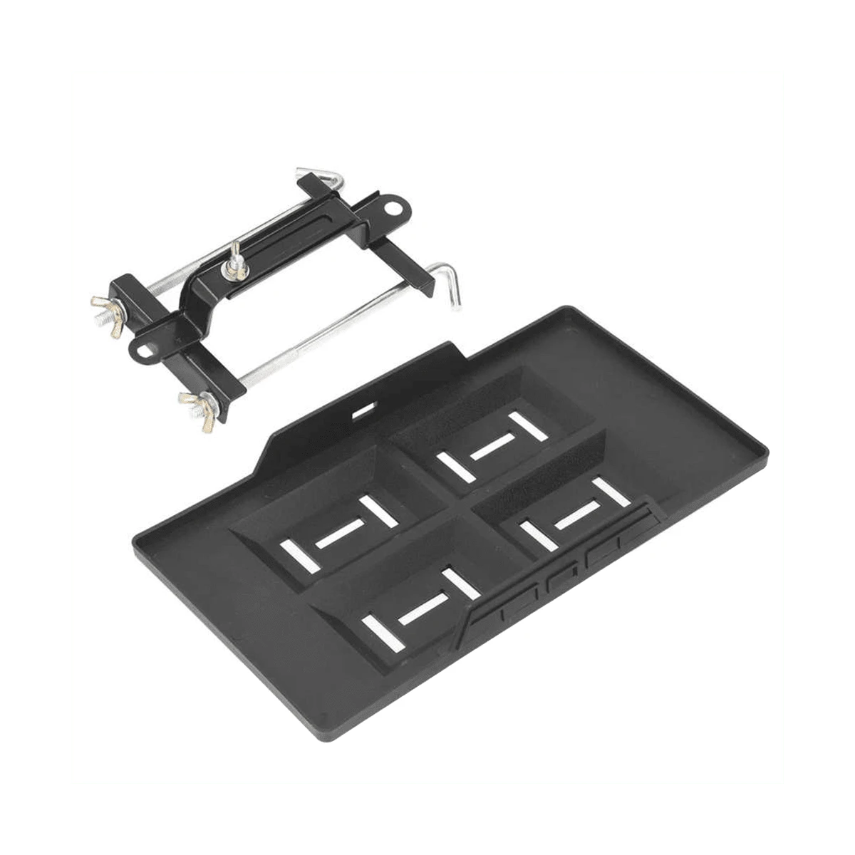 Car Battery Hold Down Tray Bracket Kit Height Adjustable Black Sturdy ...