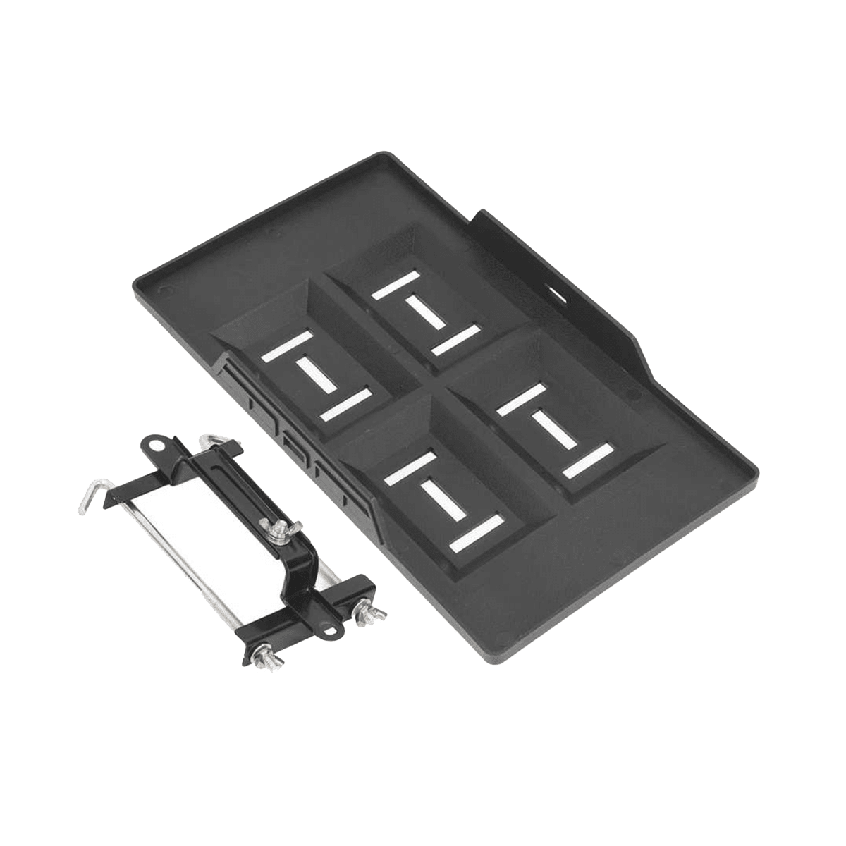 Car Battery Hold Down Tray Bracket Kit Height Adjustable Black Sturdy ...