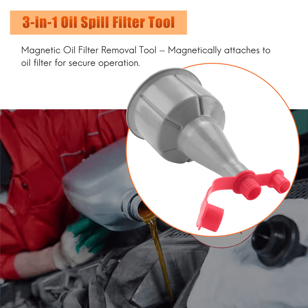 Car Magnetic Oil Drain Funnel 3 in 1 Anti Spill Filter Tool Spill Free ...