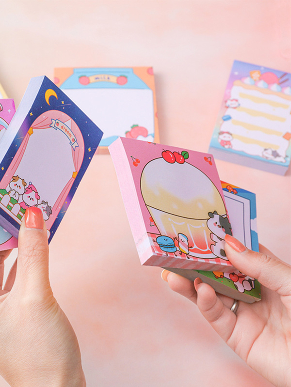 80 Sheets Cow Pattern Sticky Notes For Students' Memo And Message ...