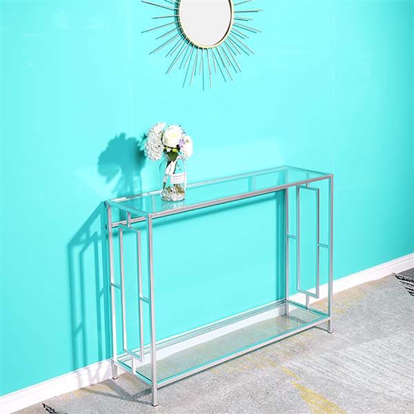 Console Tables for Entryway,Solid Wood Console TableToughened Glass ...