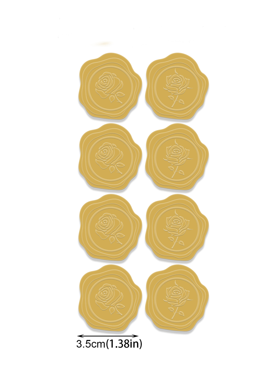 Gold Color Embossed Wax Seal Looking Envelope Stickers | SHEIN USA