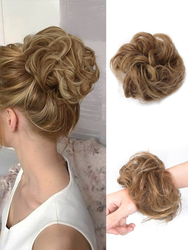 Messy Bun Hair Piece, Messy Hair Bun Scrunchies for Women Curly Wavy ...