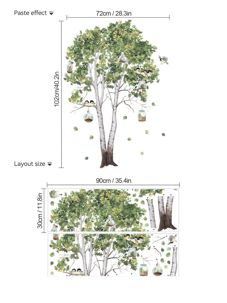 mama look Tree & Bird Pattern Wall Sticker | SHEIN USA