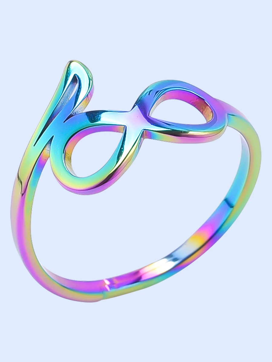 Holographic infinity symbol Cuff Ring | SHEIN USA