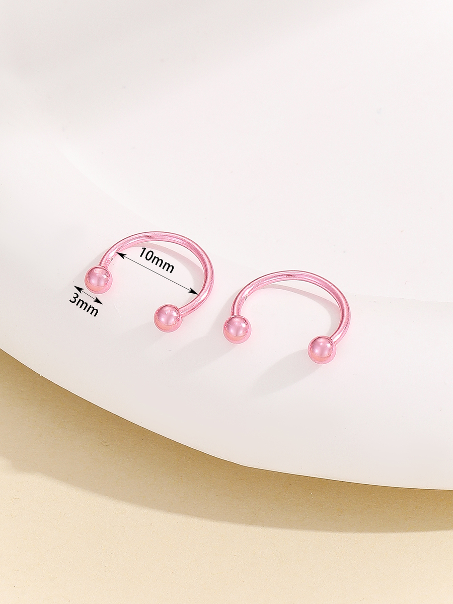 2pcs/pack Street Style Pink Lip Ring Stainless Steel Nose Ring For ...