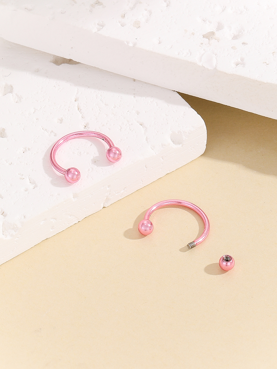 2pcs/pack Street Style Pink Lip Ring Stainless Steel Nose Ring For ...
