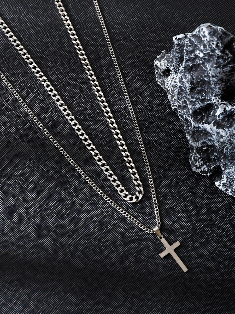 2pcs/set Men Cross pendant Necklace | SHEIN USA