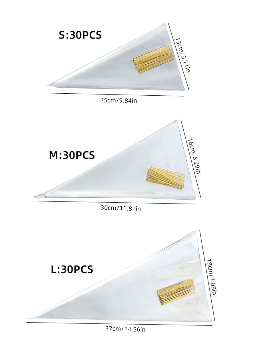30pcs Plastic Clear Triangle Candy Gift Packaging Bags (30 Bags + 30 ...