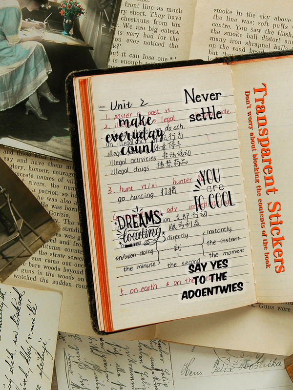 105pcs Transparent Inspirational Sticker Aesthetic Words Sticker ...