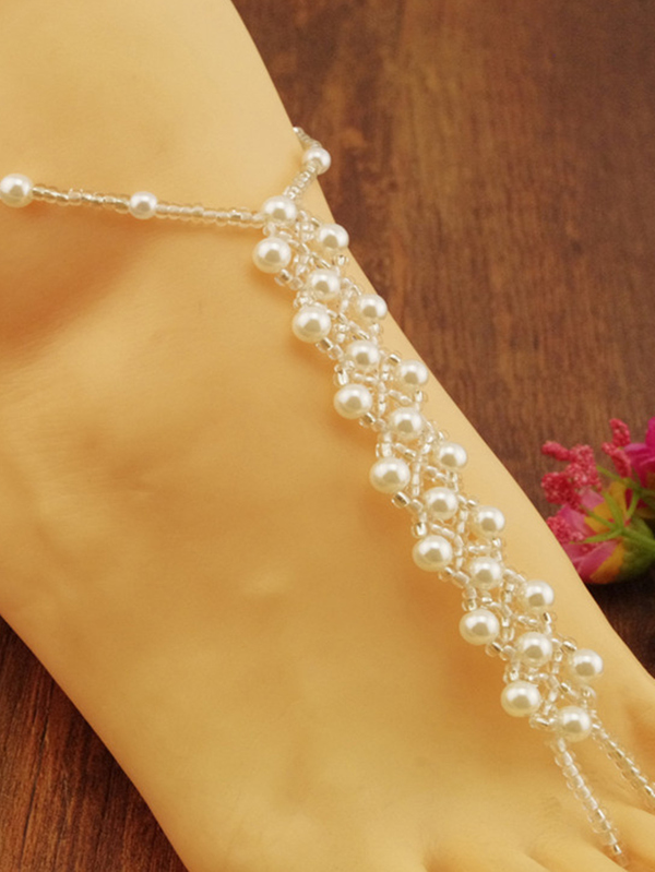 1PC Pearl Barefoot Sandal Anklet Foot Chain Toe Ring Beach Anklet ...