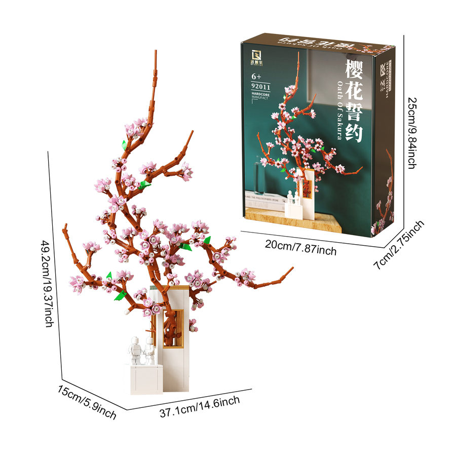 1pc ABS 3D building blocks Sakura Plant Decor Flowers for Adults 747pcs ...