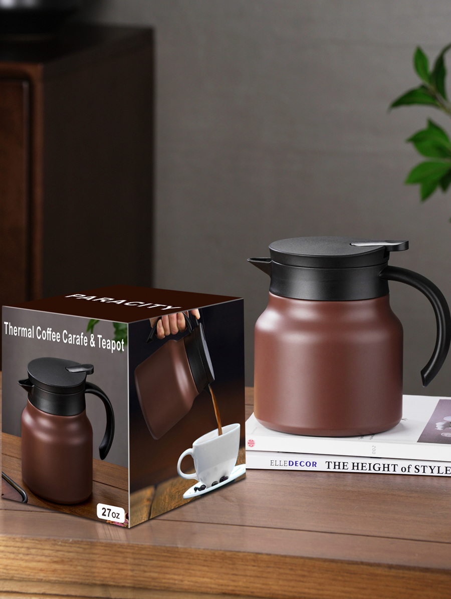 Thermal Coffee Carafe/Tea Pot with Ceramic Liner 27 OZ, Small Coffee ...
