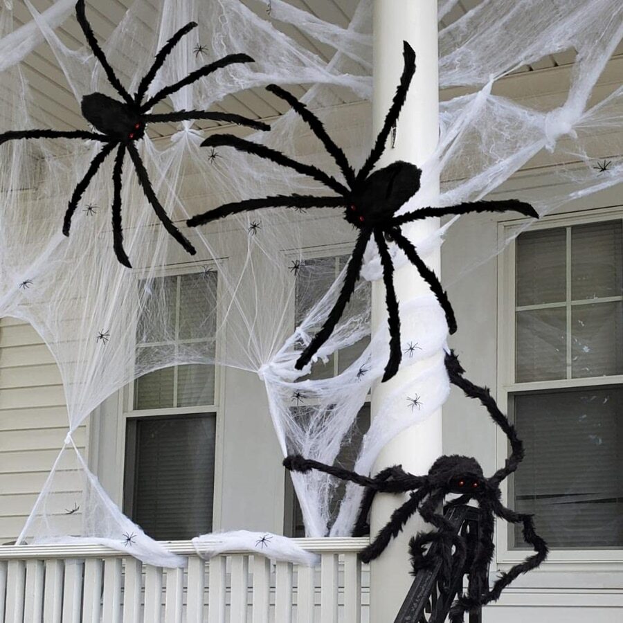 Halloween Giant Spider 20 Inch Black Soft Hairy Scary Spider ...