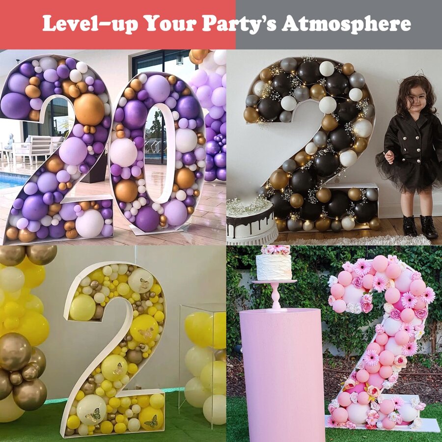 Birthday Balloon Filler Box Number Mosaic Balloon Frame Large 1-9 ...